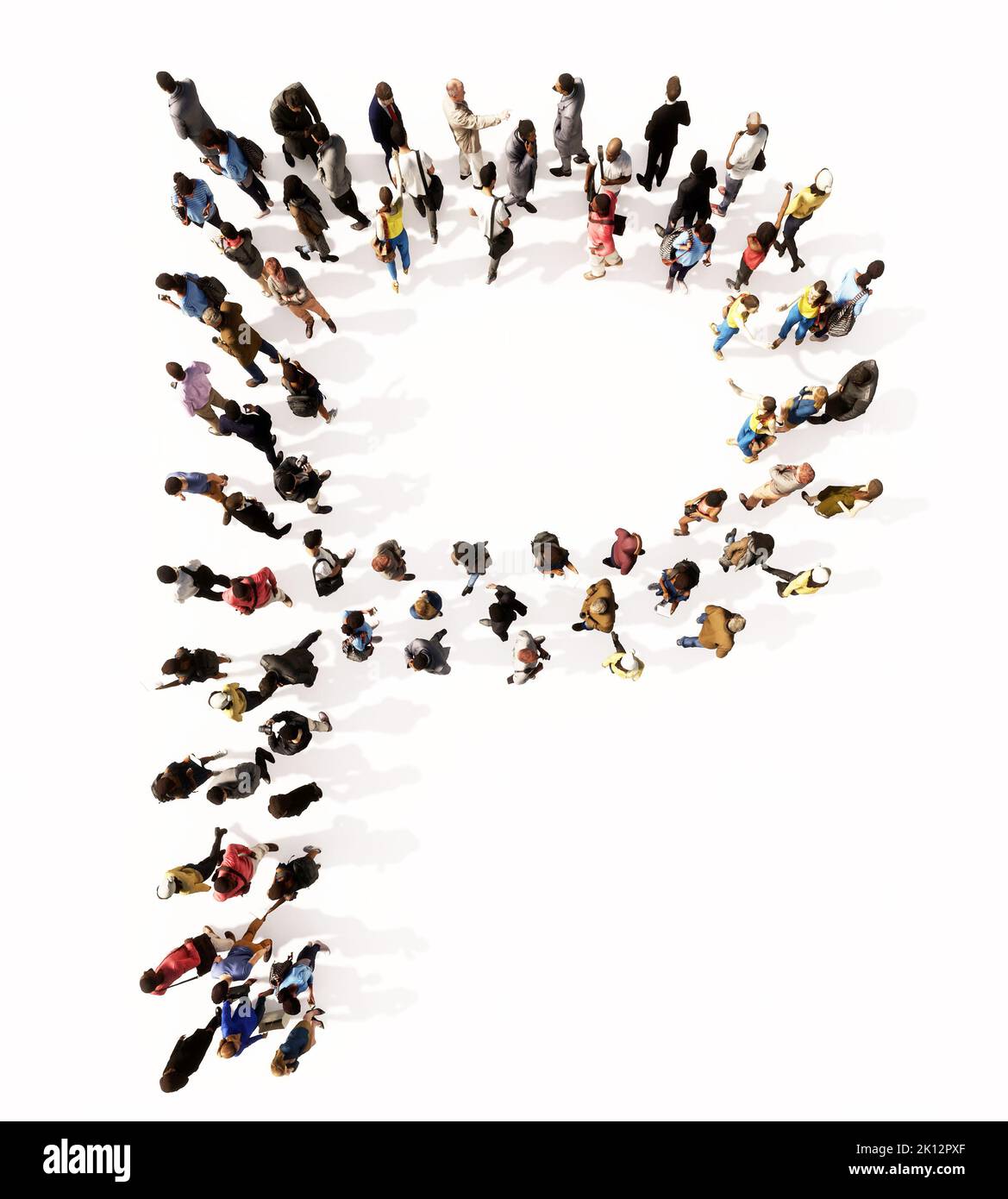 Concept or conceptual large community of people forming the font P. 3d ...