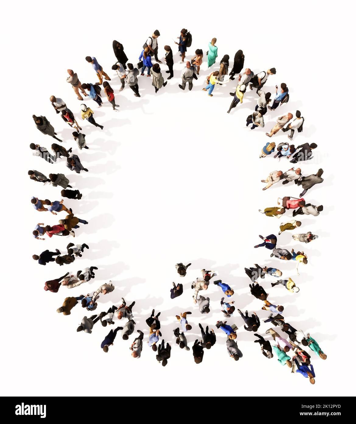 Concept or conceptual large community of people forming the font Q. 3d ...