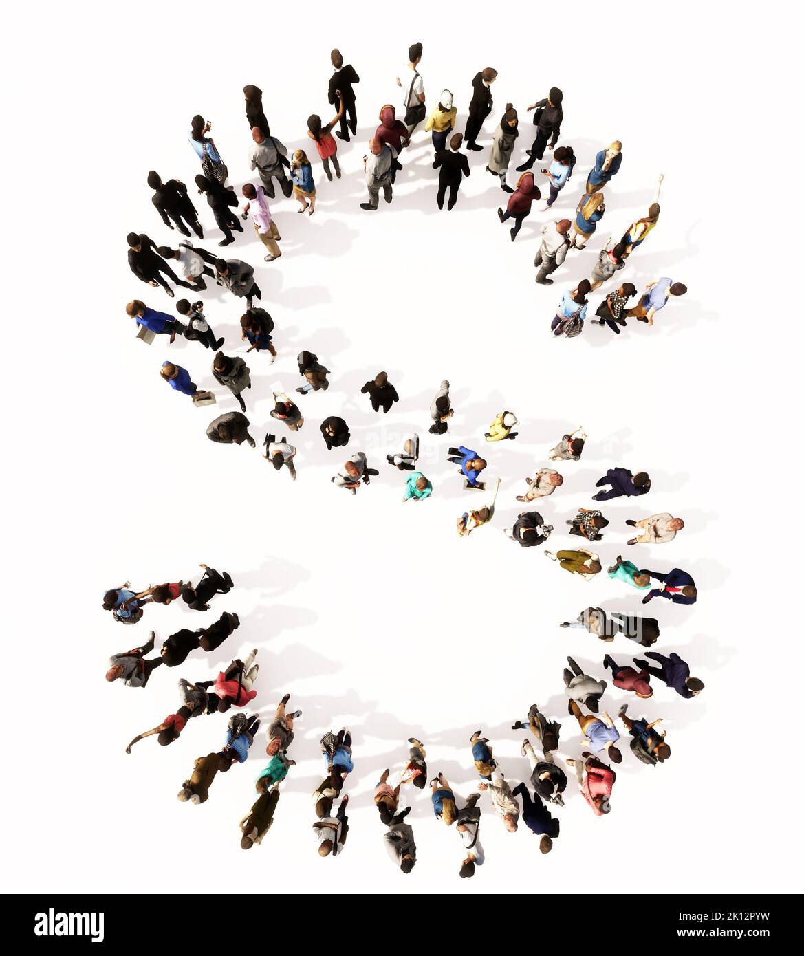 Concept or conceptual large community of people forming the font S. 3d ...