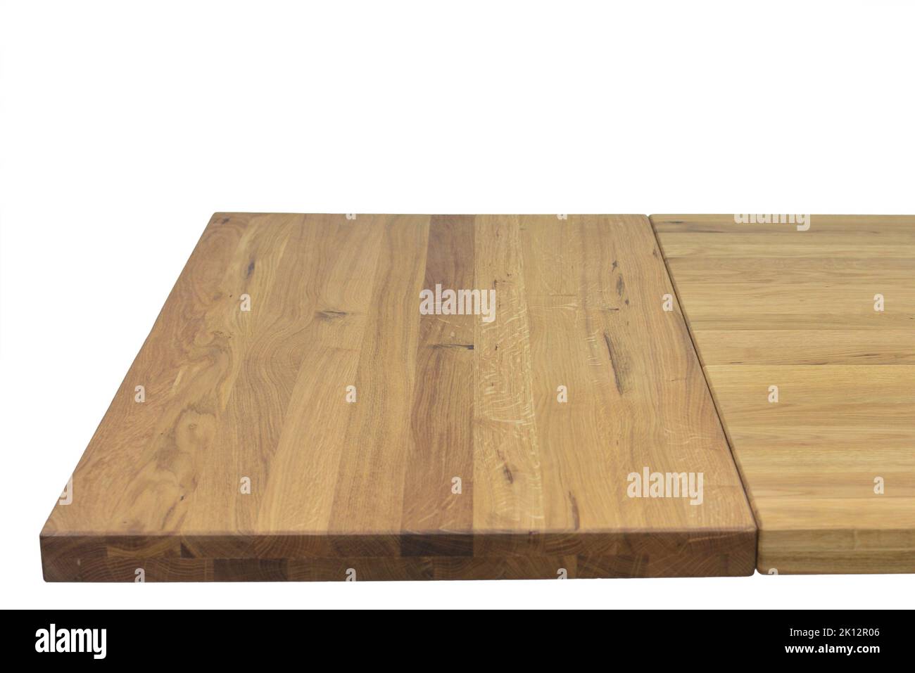Wooden dinner table surface. Natural wood furniture close view isolated ...