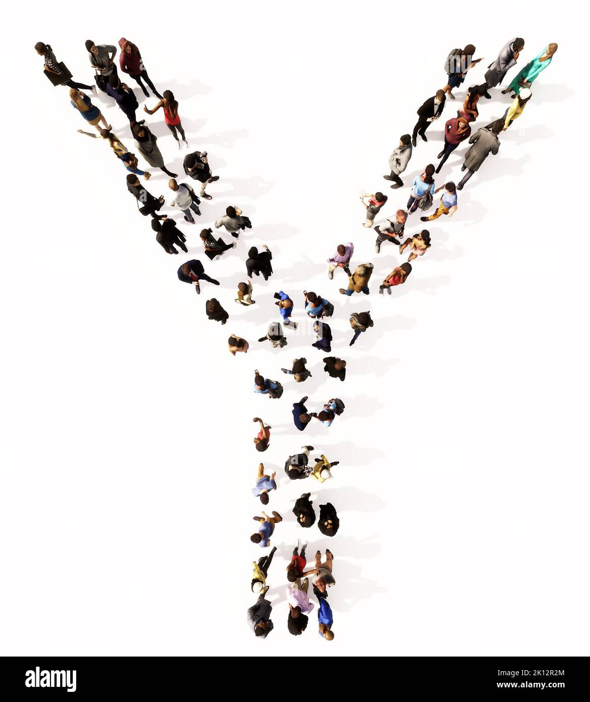 Concept or conceptual large community of people forming the font Y. 3d ...