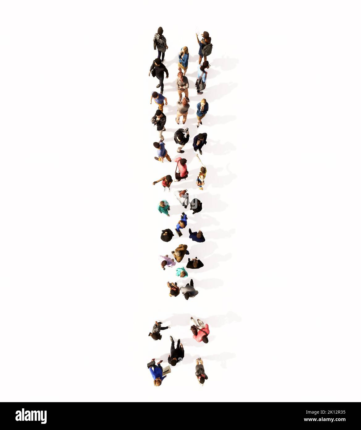 Concept or conceptual large community of people forming the ! font. 3d ...