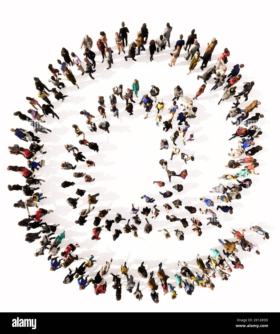 Concept or conceptual large community of people forming the mail font ...