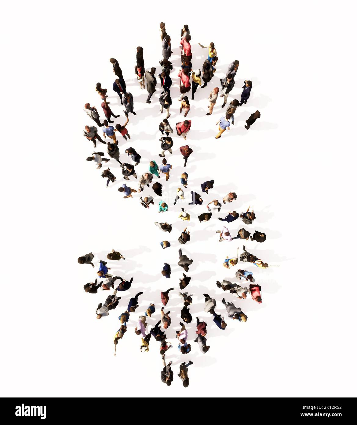 Concept or conceptual large community of people forming the $ font. 3d ...