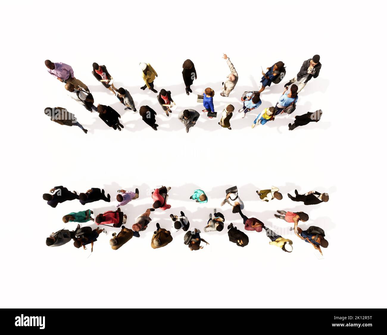 Concept or conceptual large community of people forming the = font. 3d ...