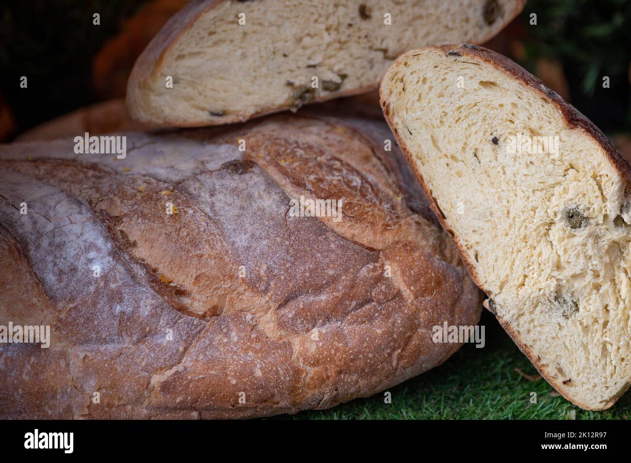 Traditional homemade breads loaves, sectioned and whole Stock Photo - Alamy