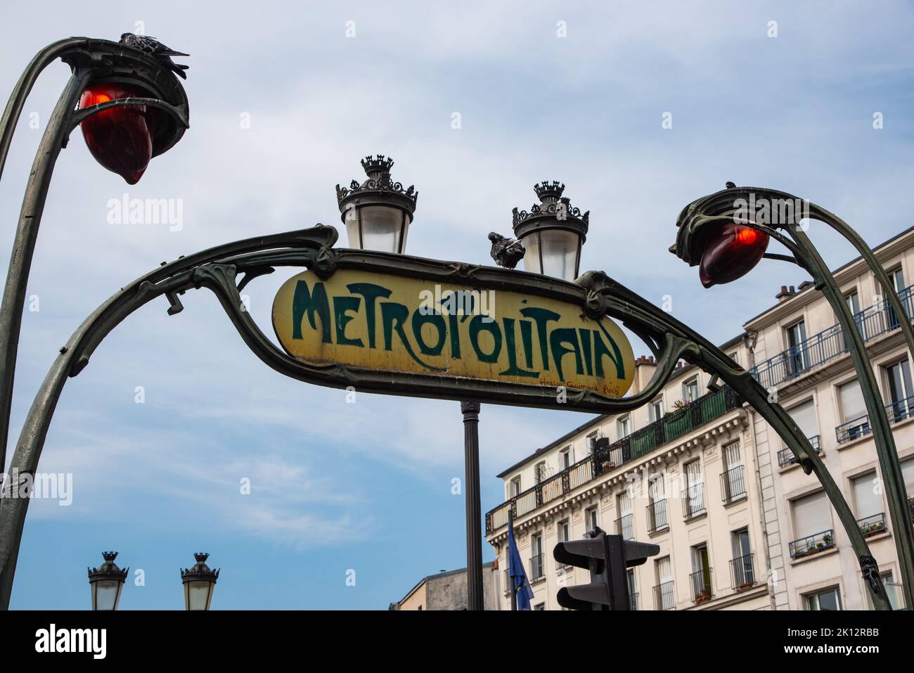 Paris, France. August 2022. Close up of a Metropolitain sign ...