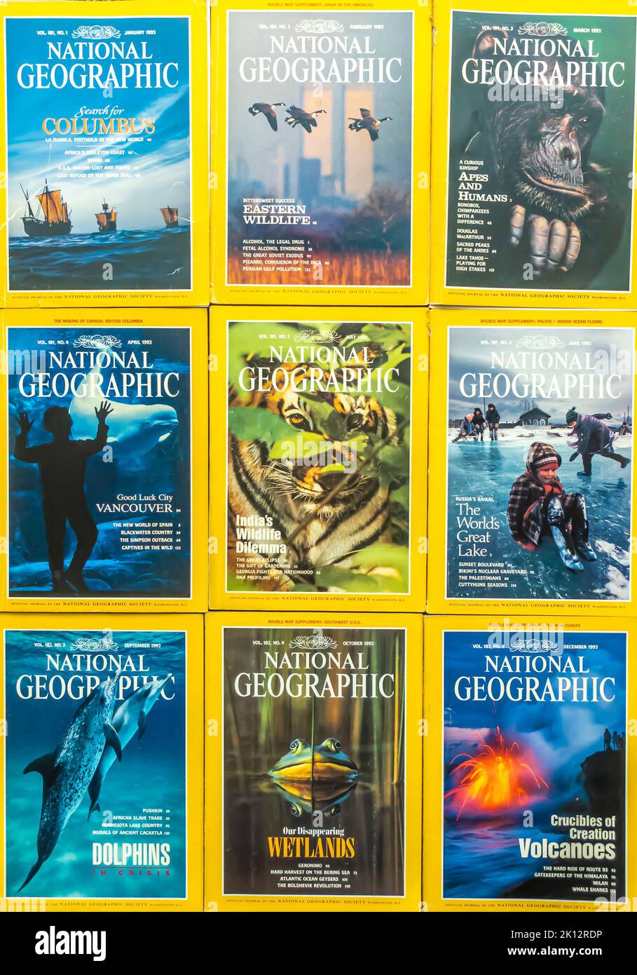 National Geographic magazine covers from 1992 Stock Photo - Alamy