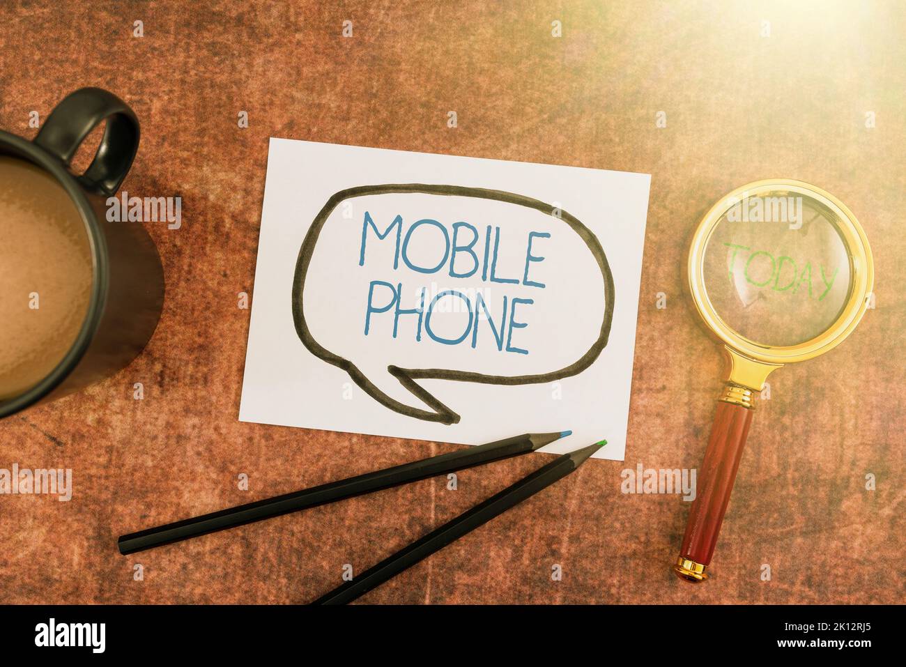 Conceptual caption Mobile Phone. Word Written on A handheld device used ...