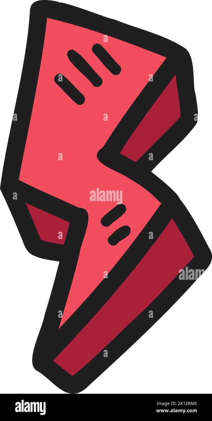 Hand Drawn cute lightning illustration isolated on background Stock ...