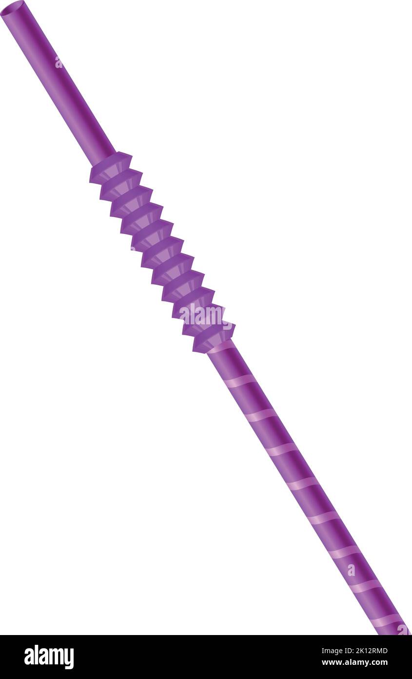 Purple cocktail straw. Realistic plastic disposable mockup Stock Vector ...