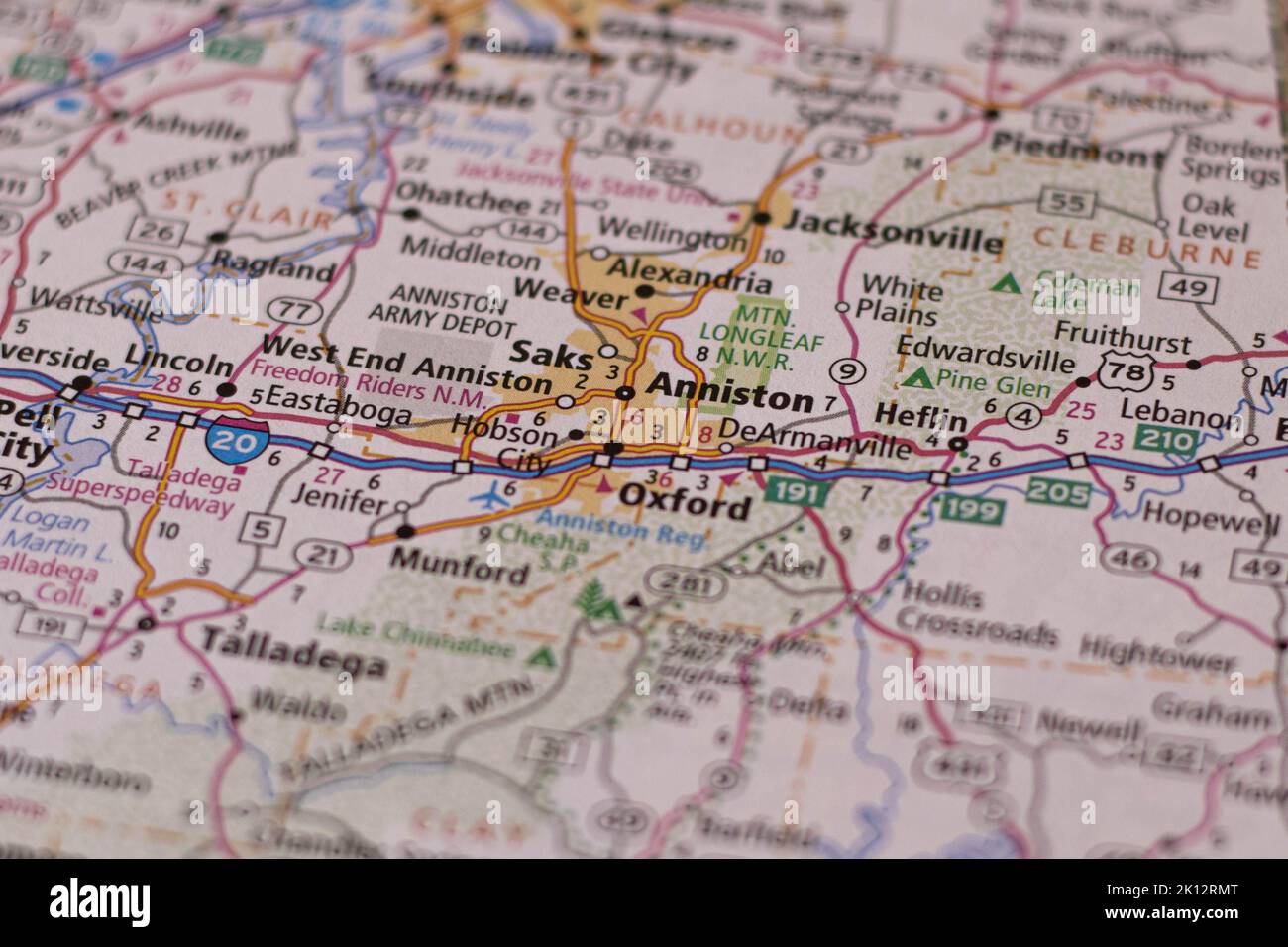 Anniston alabama on a road map hi-res stock photography and images - Alamy