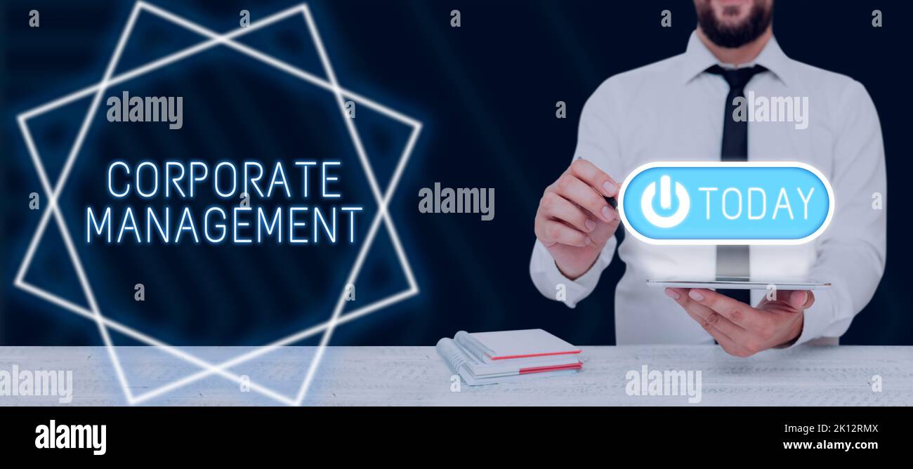 Text caption presenting Corporate Management. Internet Concept all ...
