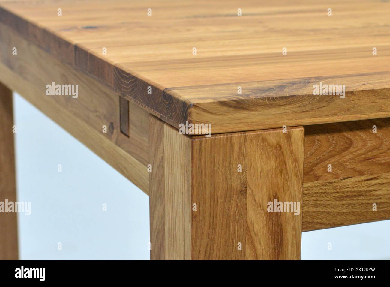 Wooden dinner table surface. Natural wood furniture close view isolated ...