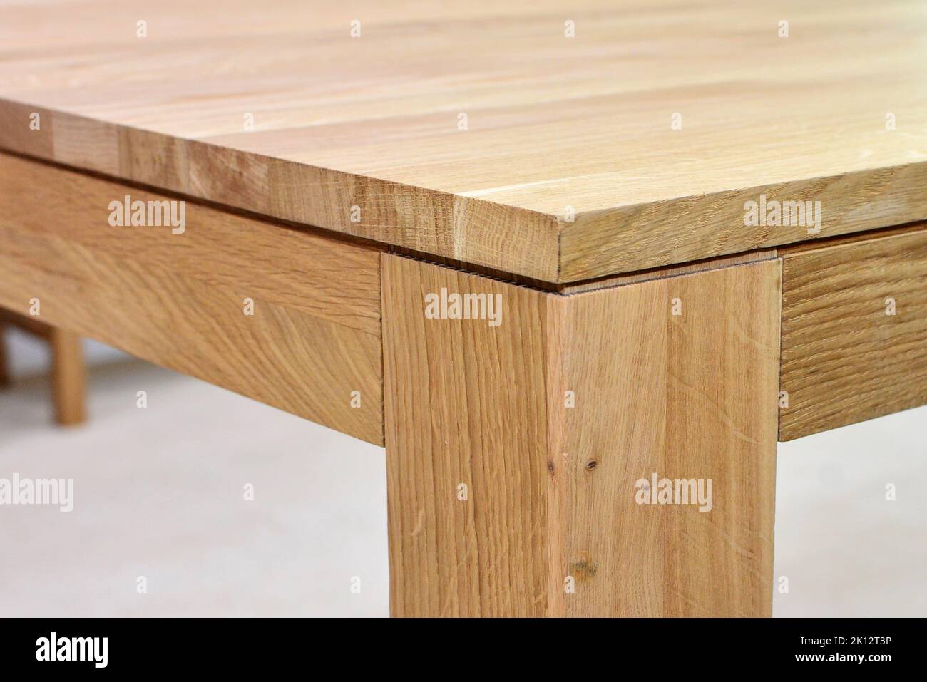 Wooden dinner table surface. Natural wood furniture close view isolated ...