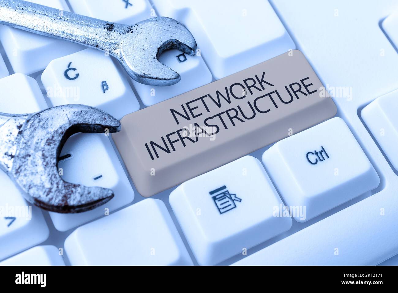 Conceptual caption Network Infrastructure. Business idea Hardware and ...