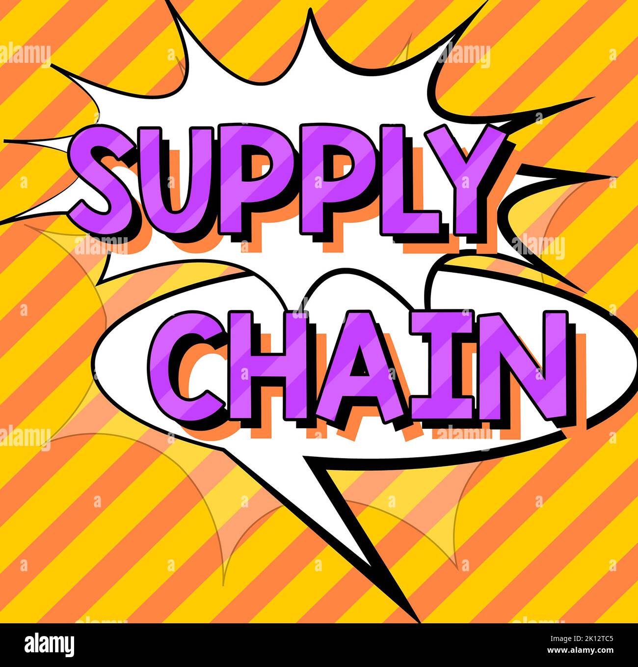 Text caption presenting Supply Chain. Word Written on System of ...