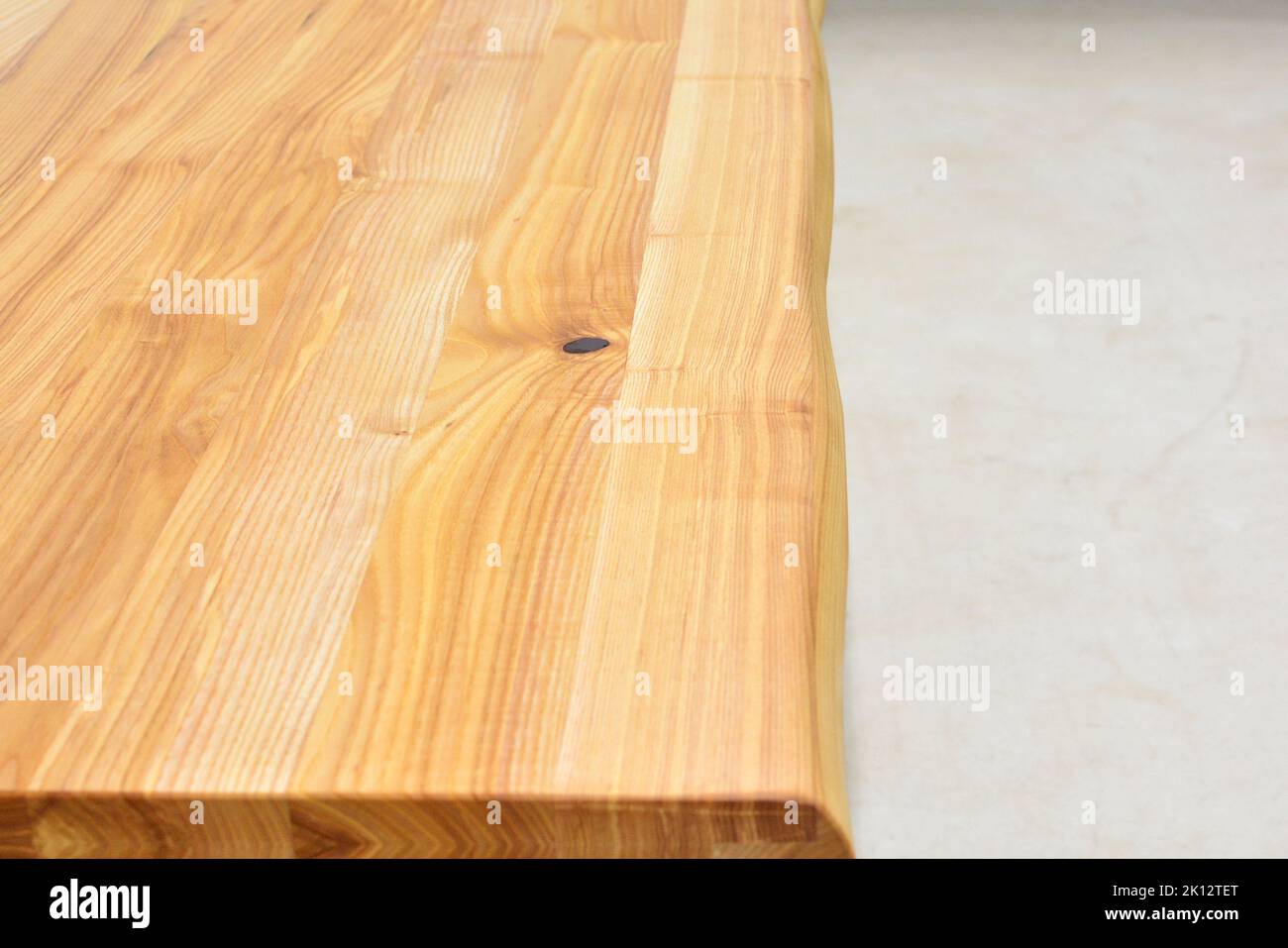 Wooden dinner table surface. Natural wood furniture close view isolated ...