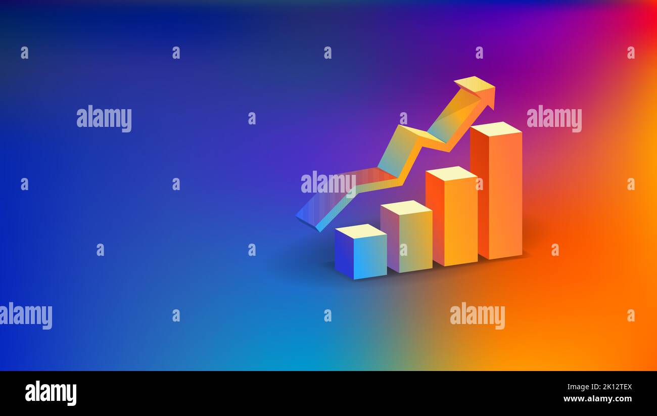 Business background with grow colorful chart concept. Blue and orange ...