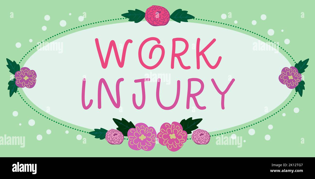 Sign displaying Work Injury. Business idea Accident in job Danger ...