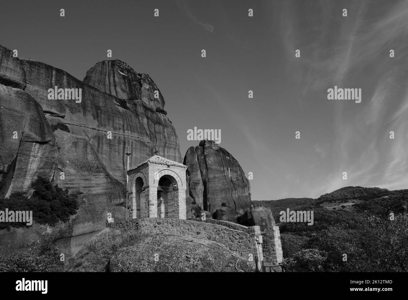 Meteora monastery great greece Black and White Stock Photos & Images ...