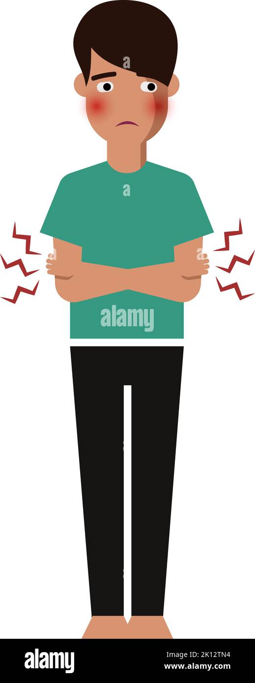 Sick boy with fever. Illness icon. Diseased person Stock Vector Image ...