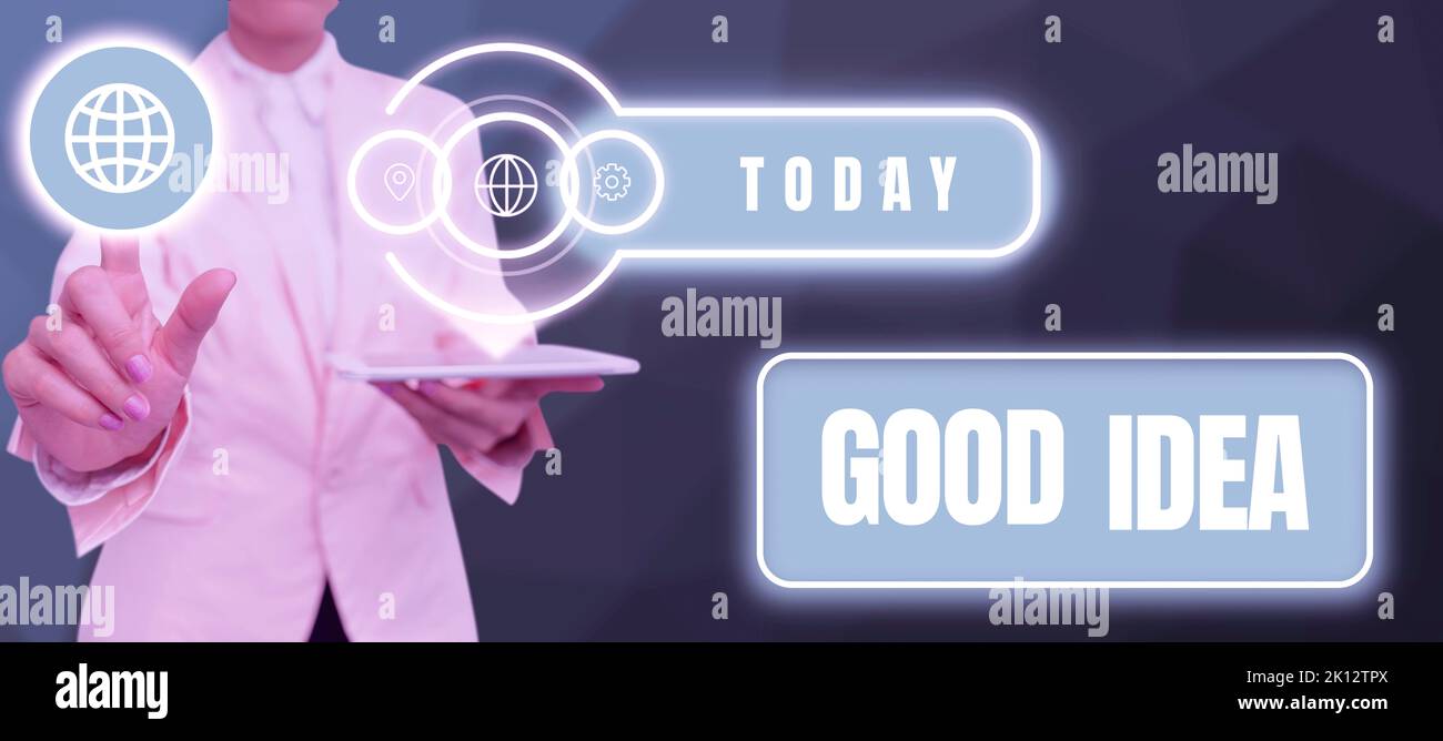 Writing displaying text Good Idea. Business approach State of human ...