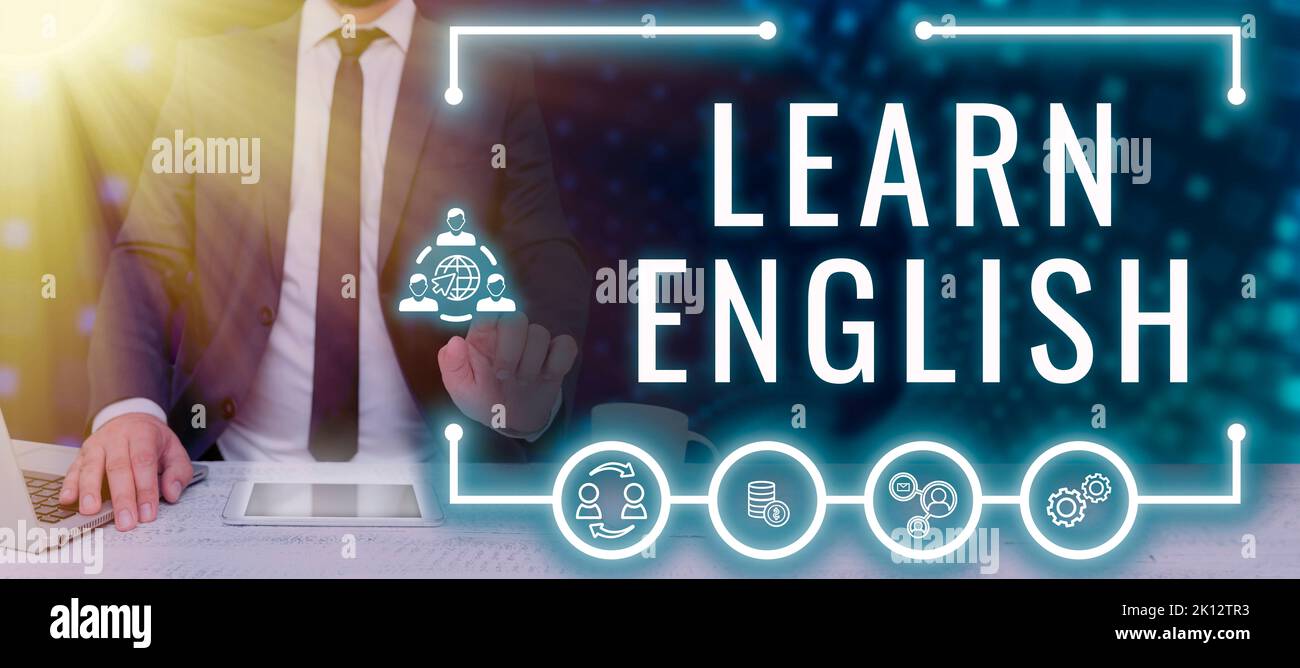 Text sign showing Learn English. Business concept Universal Language ...