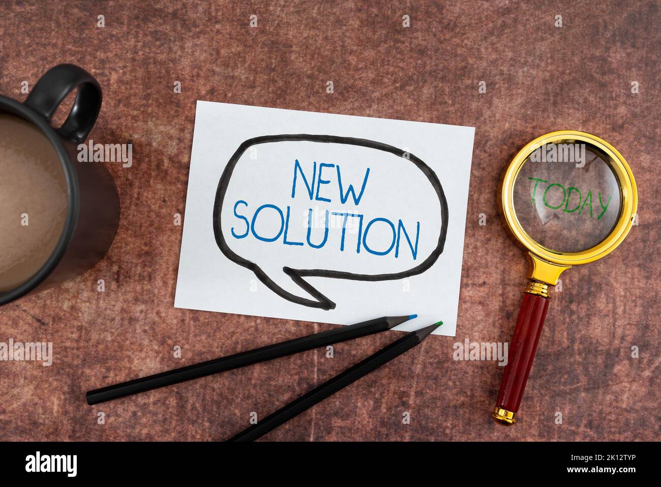 Hand writing sign New Solution. Business showcase Modern Innovation ...