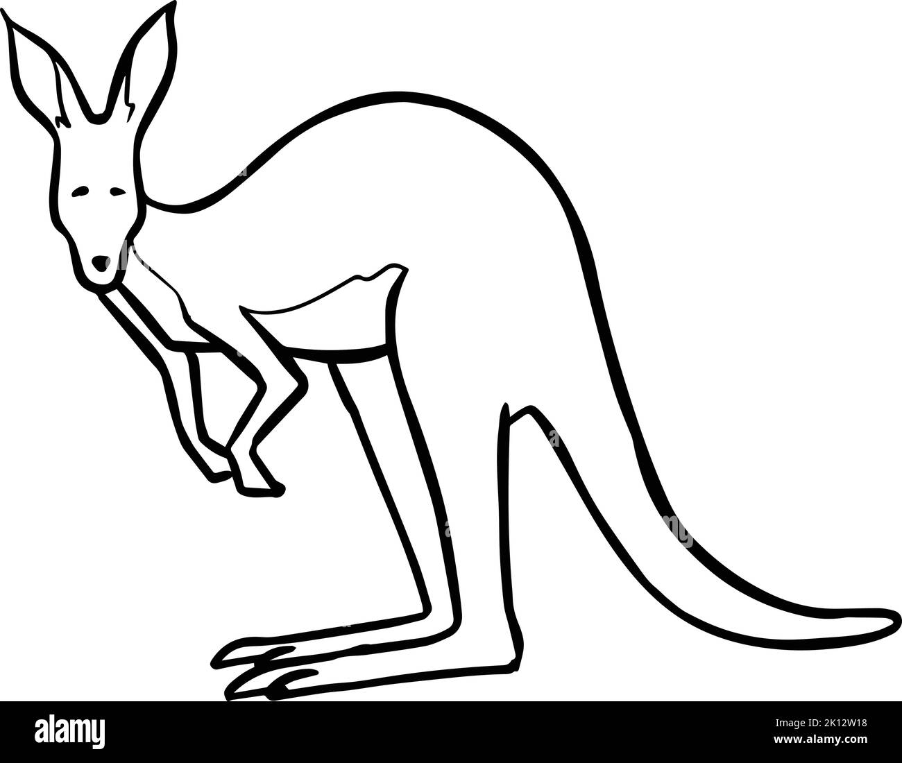 Hand drawn standing kangaroo. Vector illustration Stock Vector Image ...