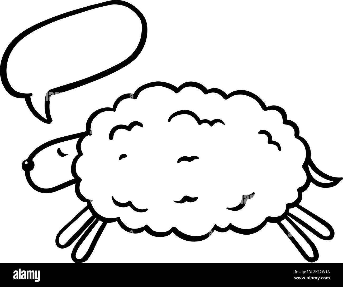 Hand drawn sheep with speech bubble. Vector illustration Stock Vector ...