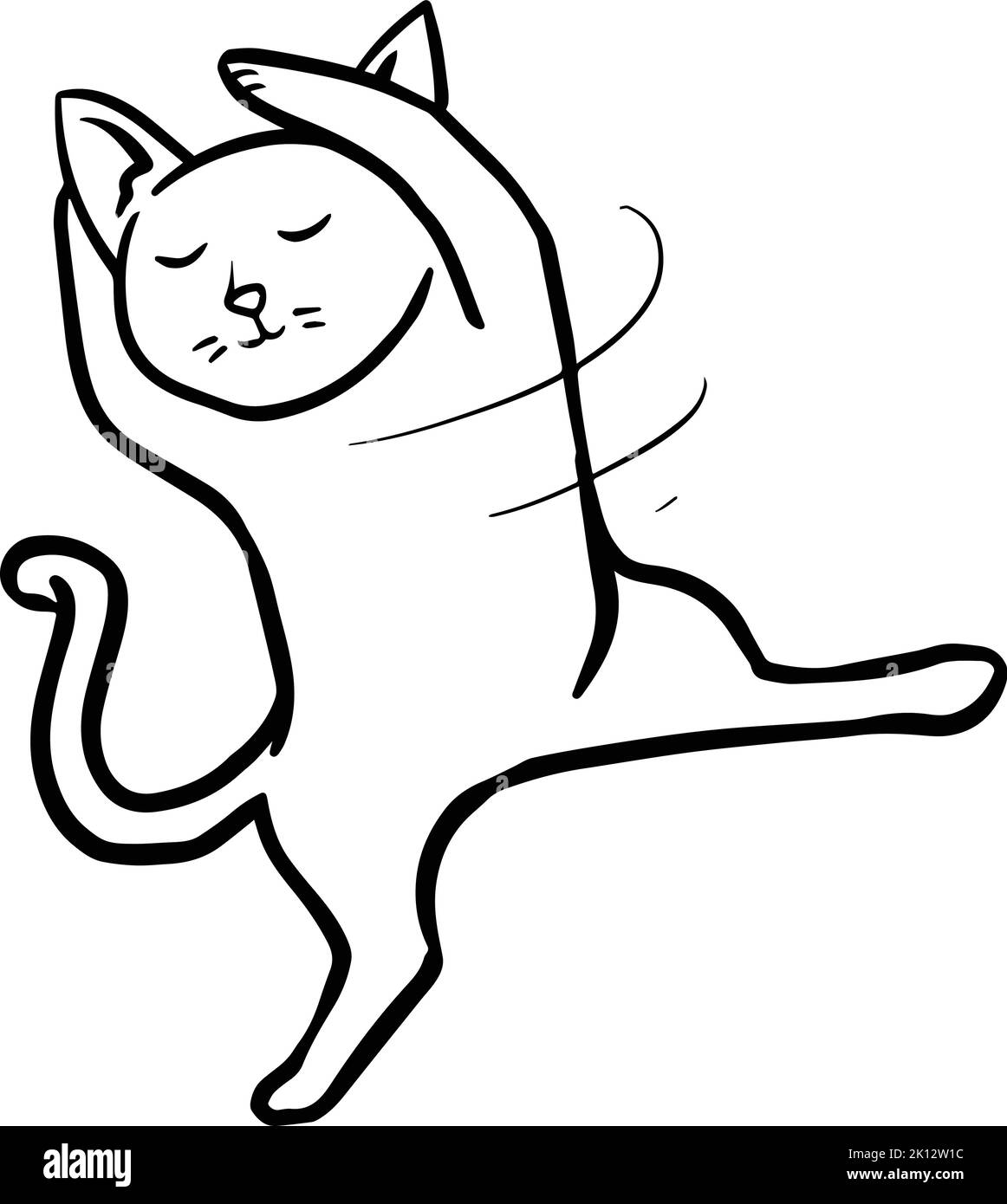 Hand drawn dancing cat. Vector illustration Stock Vector Image & Art ...