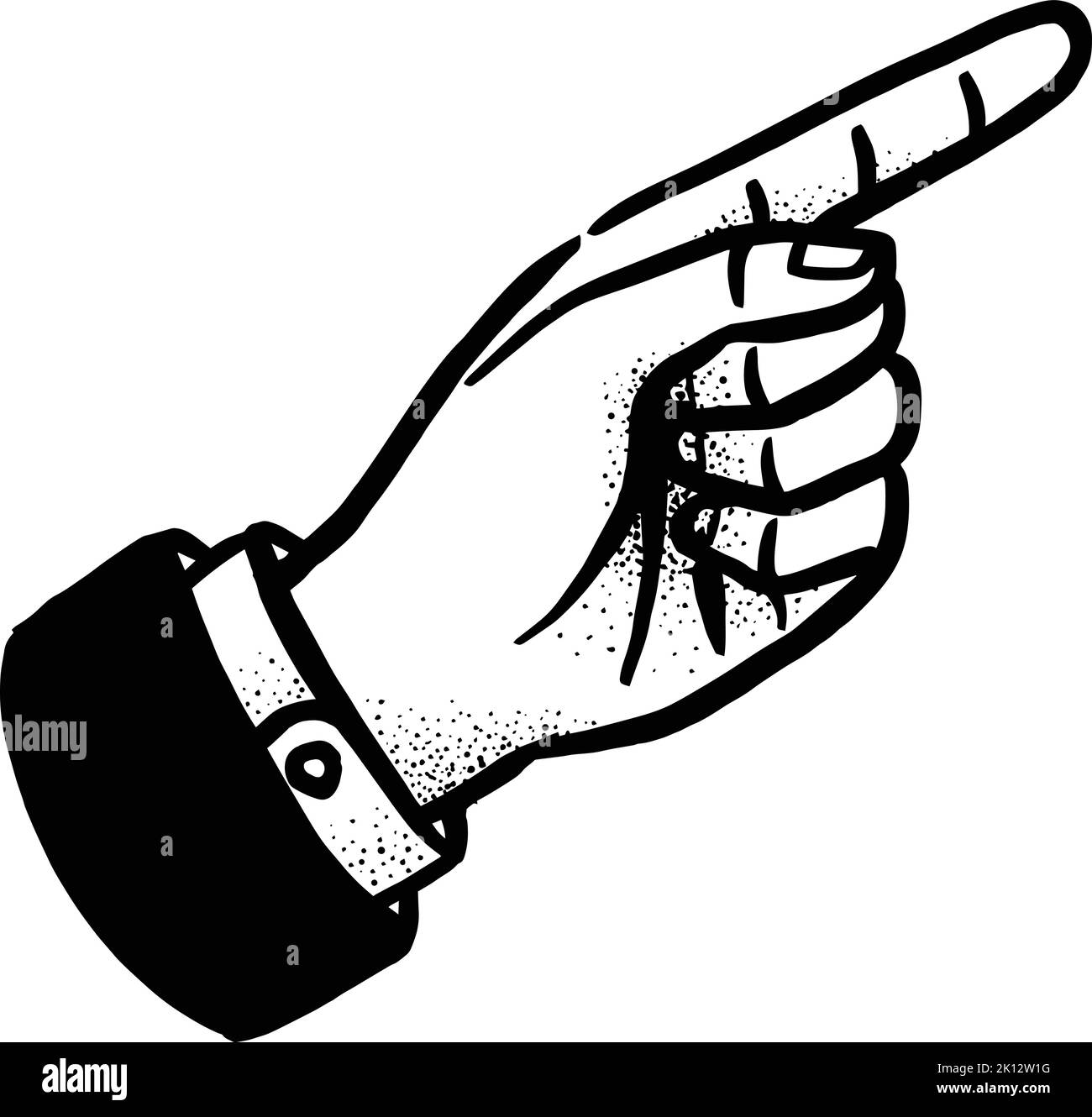 Pointing hand. Black and white vector illustration Stock Vector Image ...