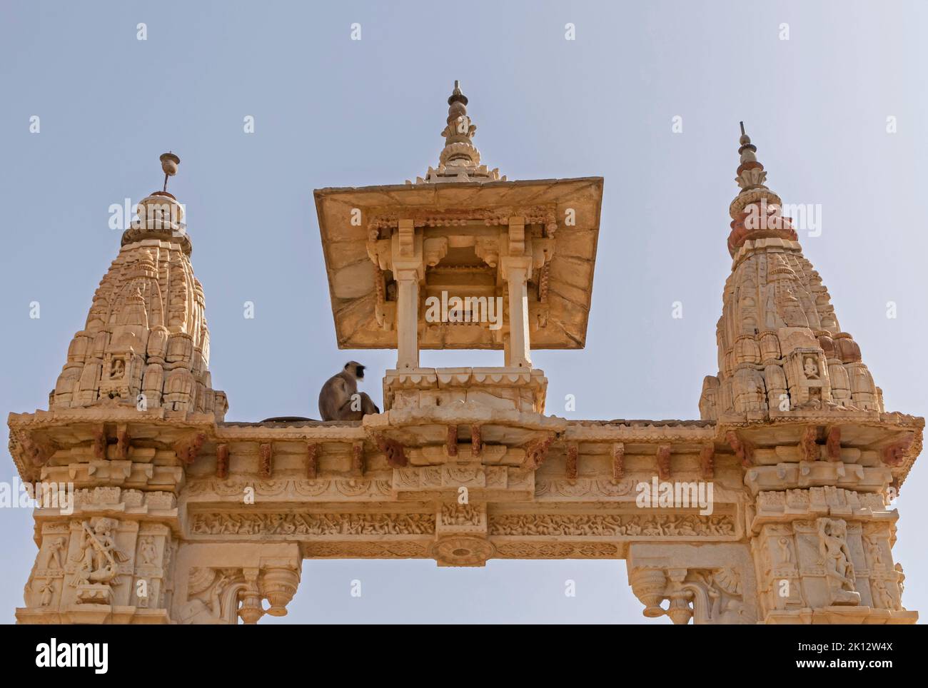 monkey sitting on gate of Krishna Meera Temple in Amer city in India ...