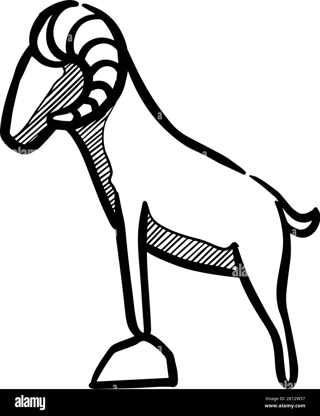 hand drawn standing goat. Vector illustration Stock Vector Image & Art ...