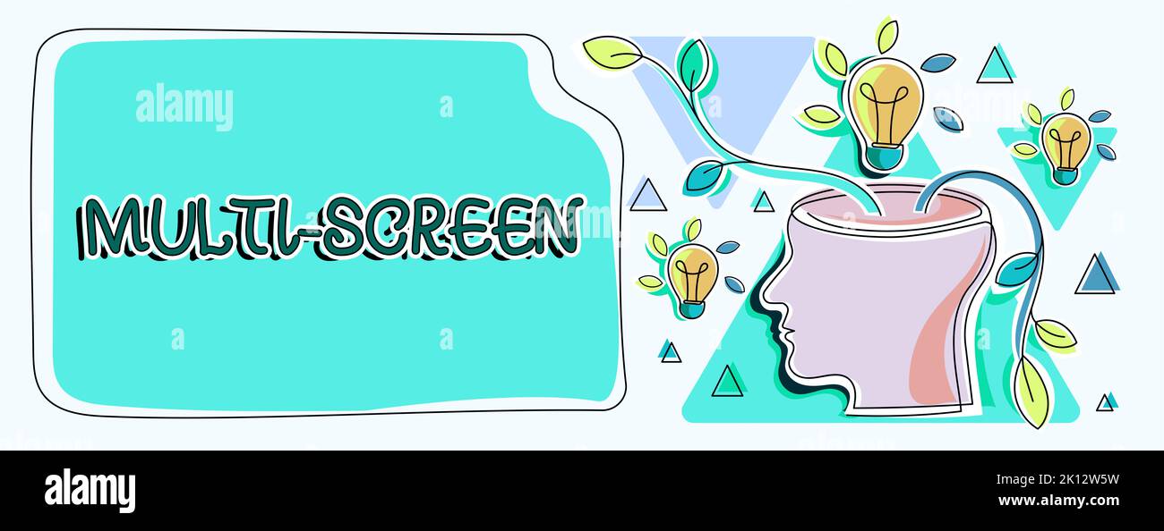Conceptual caption Multi Screen. Word Written on Having or involving ...