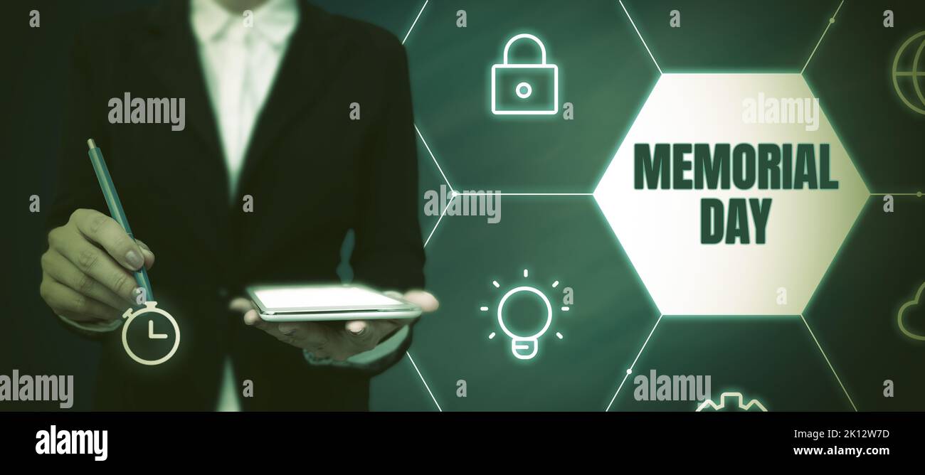 Handwriting text Memorial Day. Concept meaning To honor and remembering ...