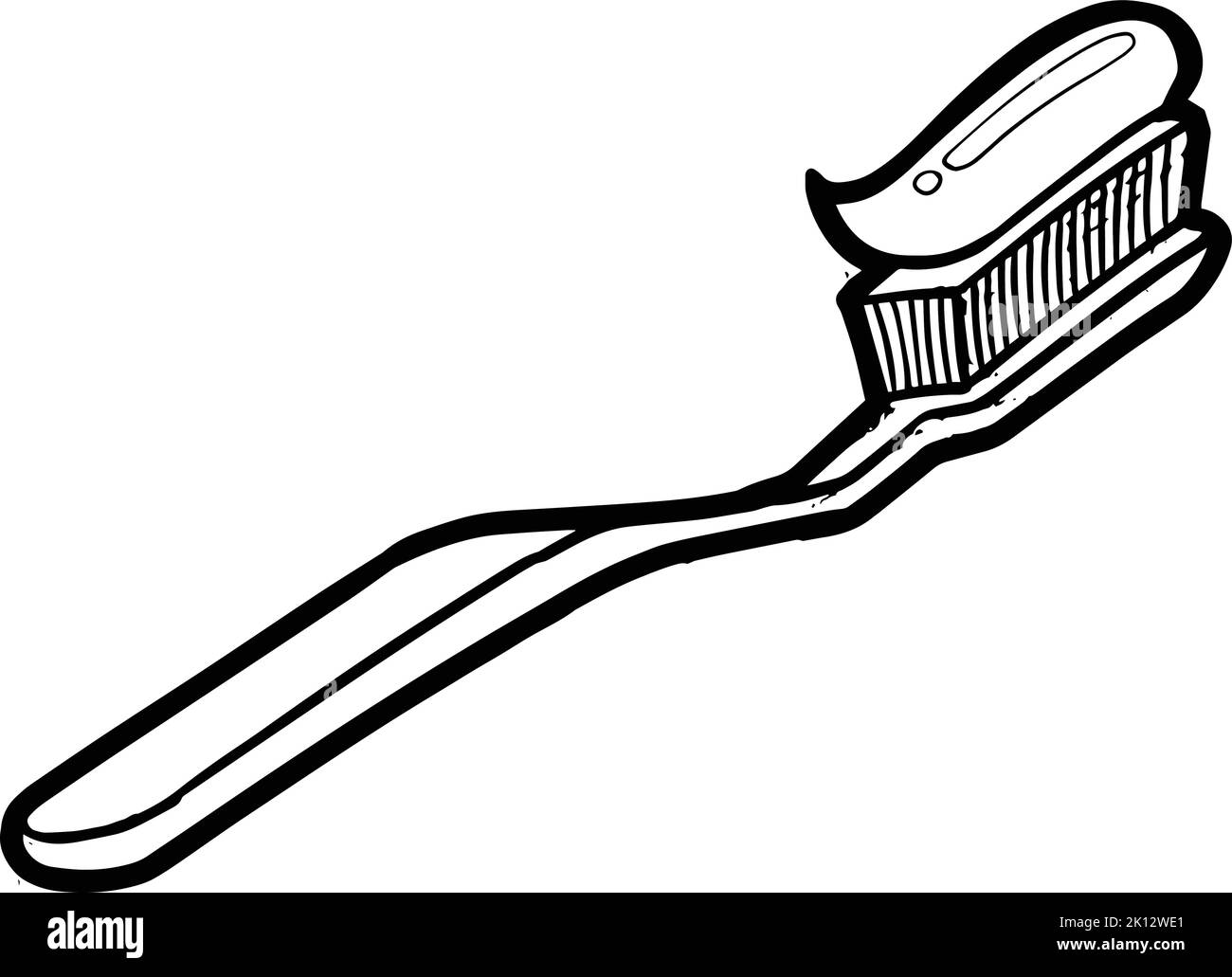 Toothbrush hand drawn illustration. Black and white vector Stock Vector ...