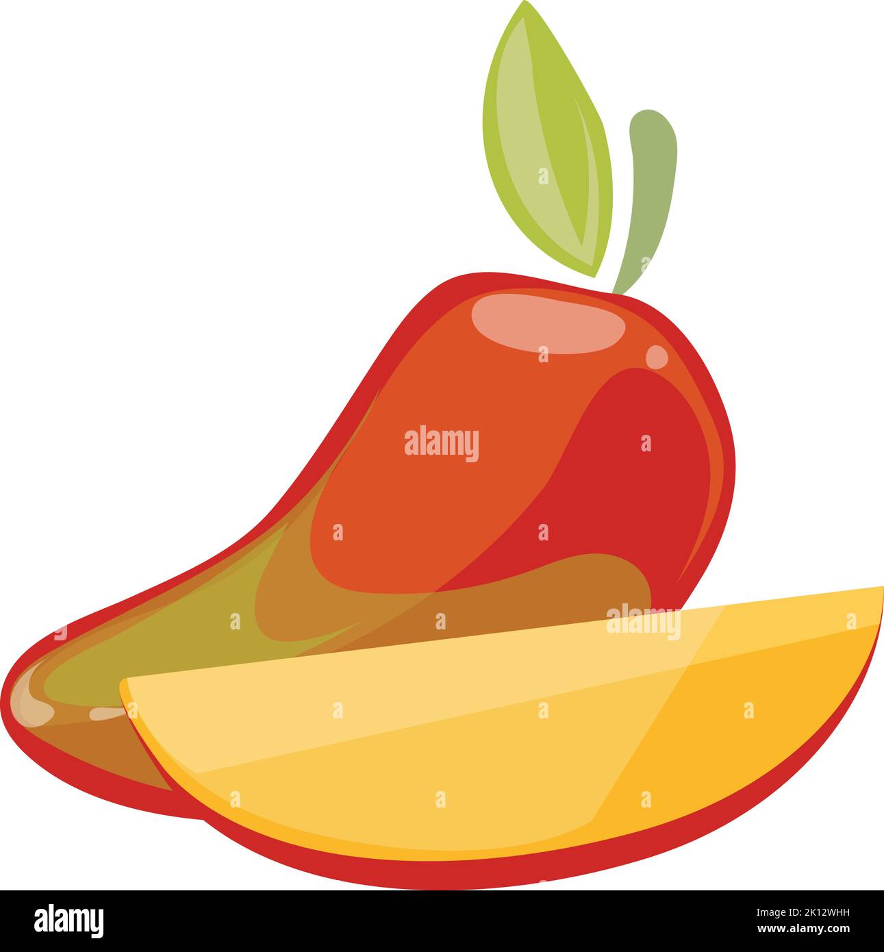 Mango icon. Cartoon ripe exotic fruit slice Stock Vector Image & Art ...