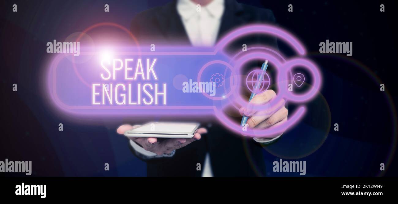 Hand writing sign speak english hi-res stock photography and images - Alamy