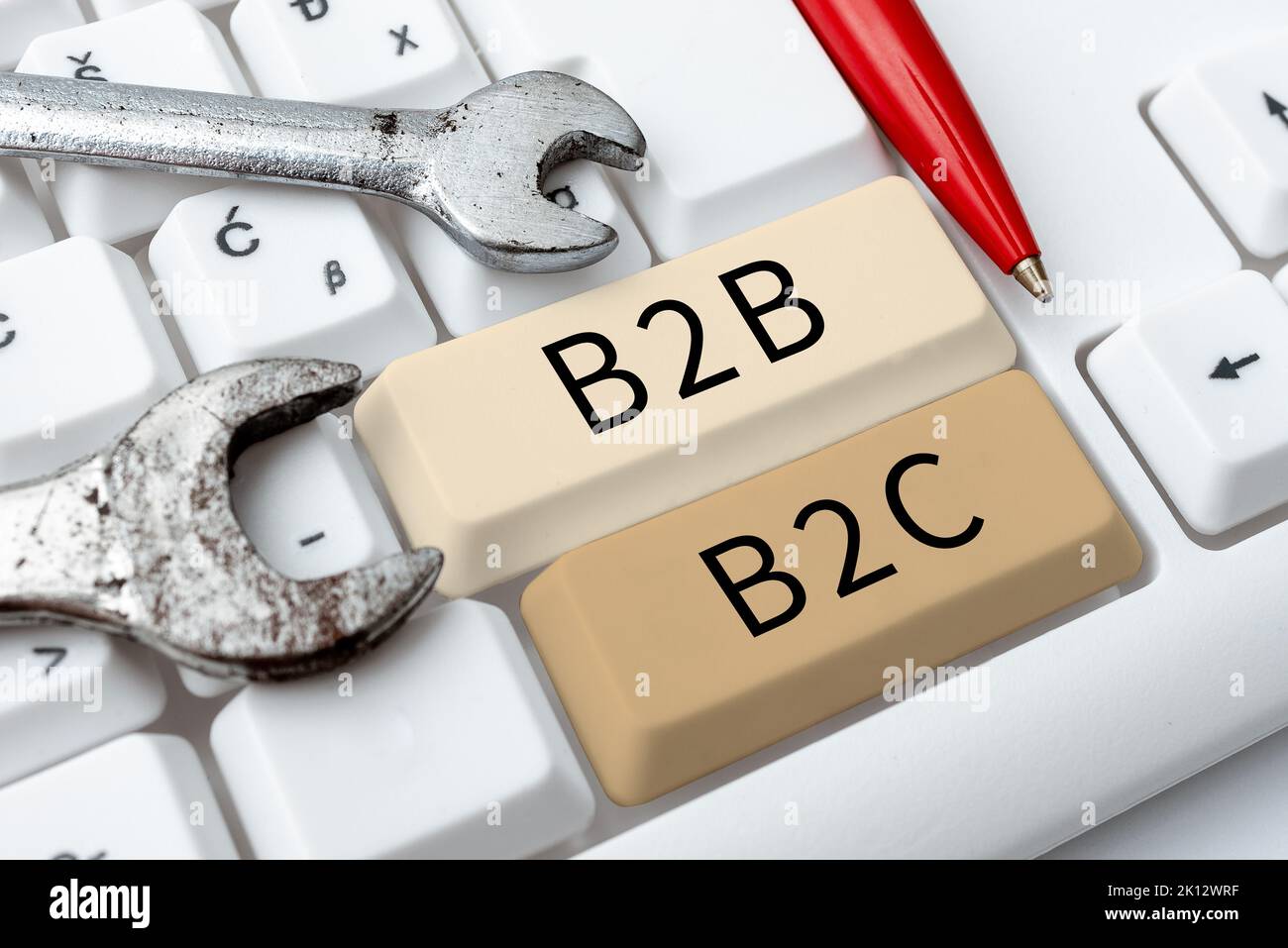 Text sign showing B2B B2C. Word for two types for sending emails to other showing Outlook ...