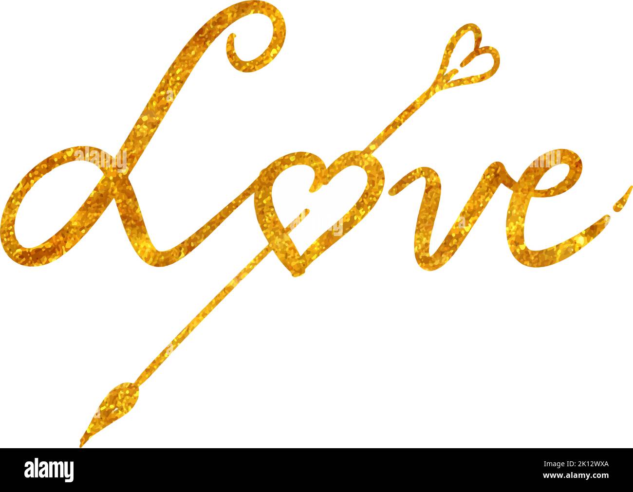 hand drawn love text in gold texture. vector illustration Stock Vector ...