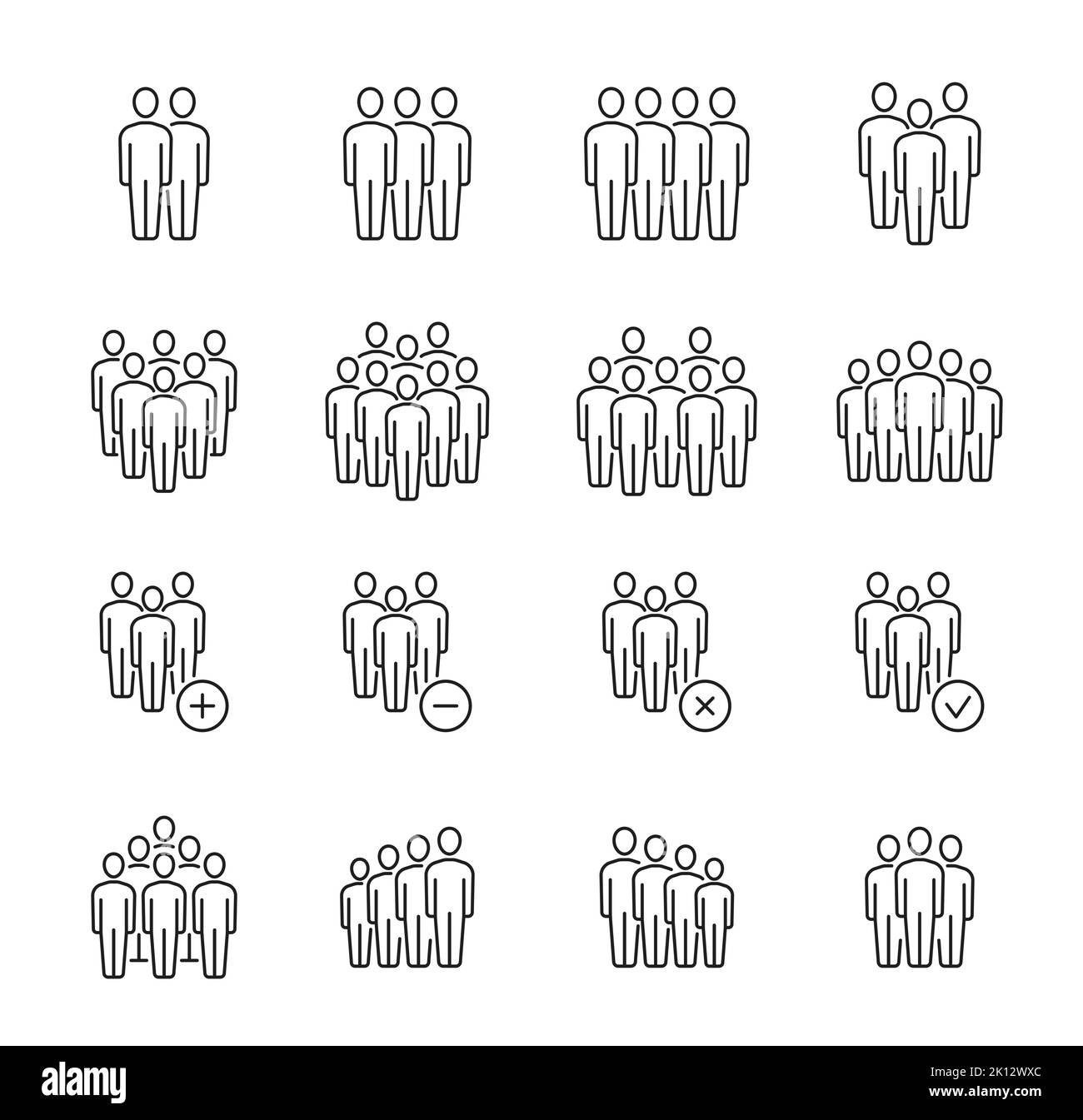 Business team, community, society, people group icons, vector ...