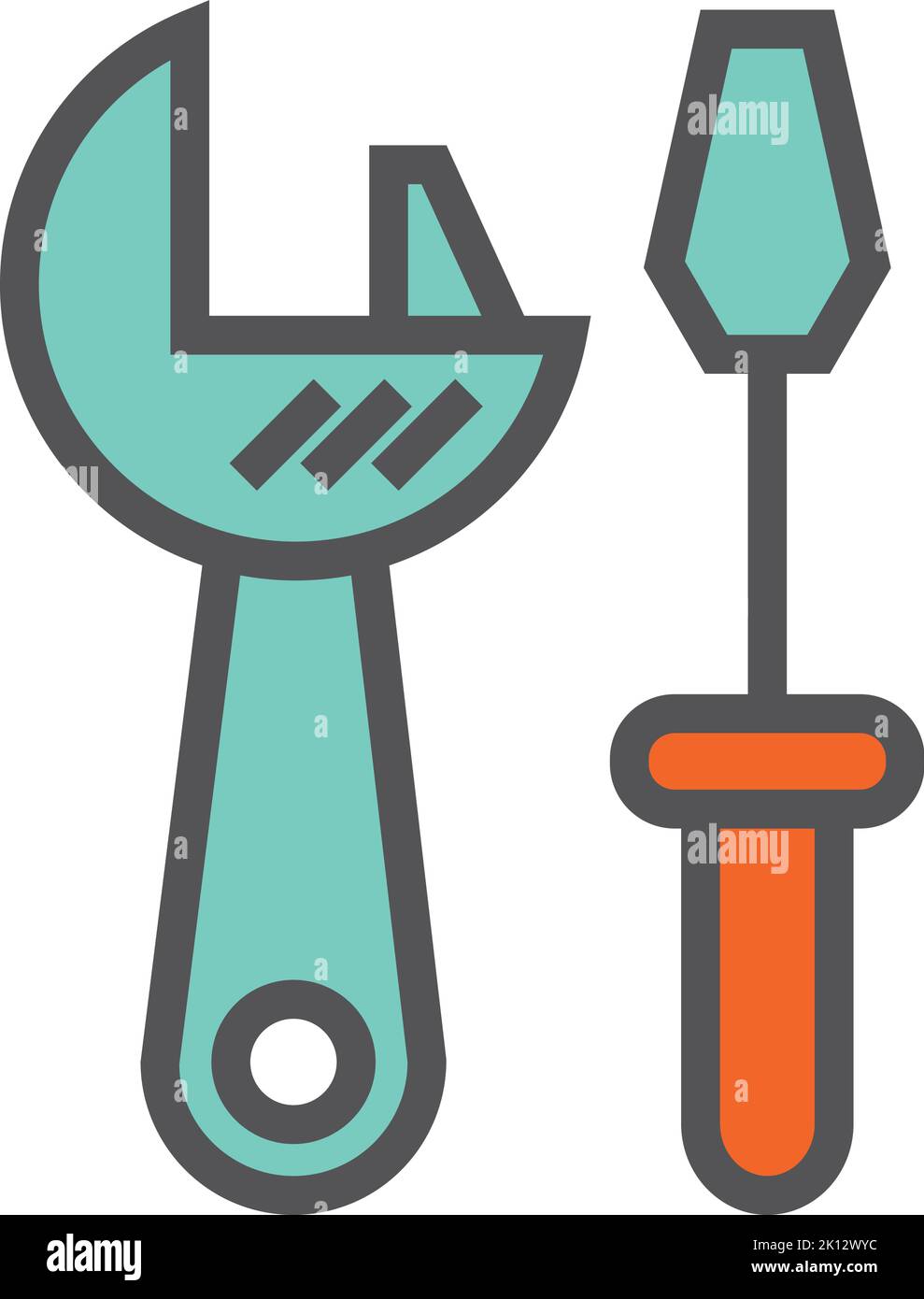 Hand tools color icon. Metal wrench and screwdriver Stock Vector Image ...