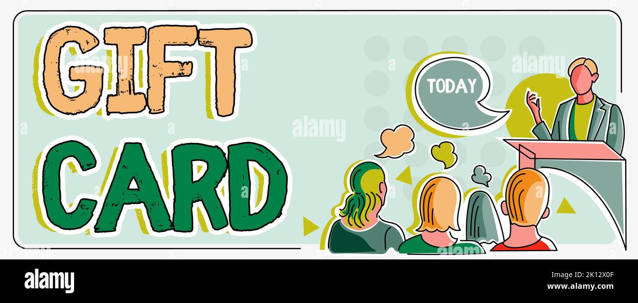 Text sign showing Gift Card. Internet Concept A present usually made of ...