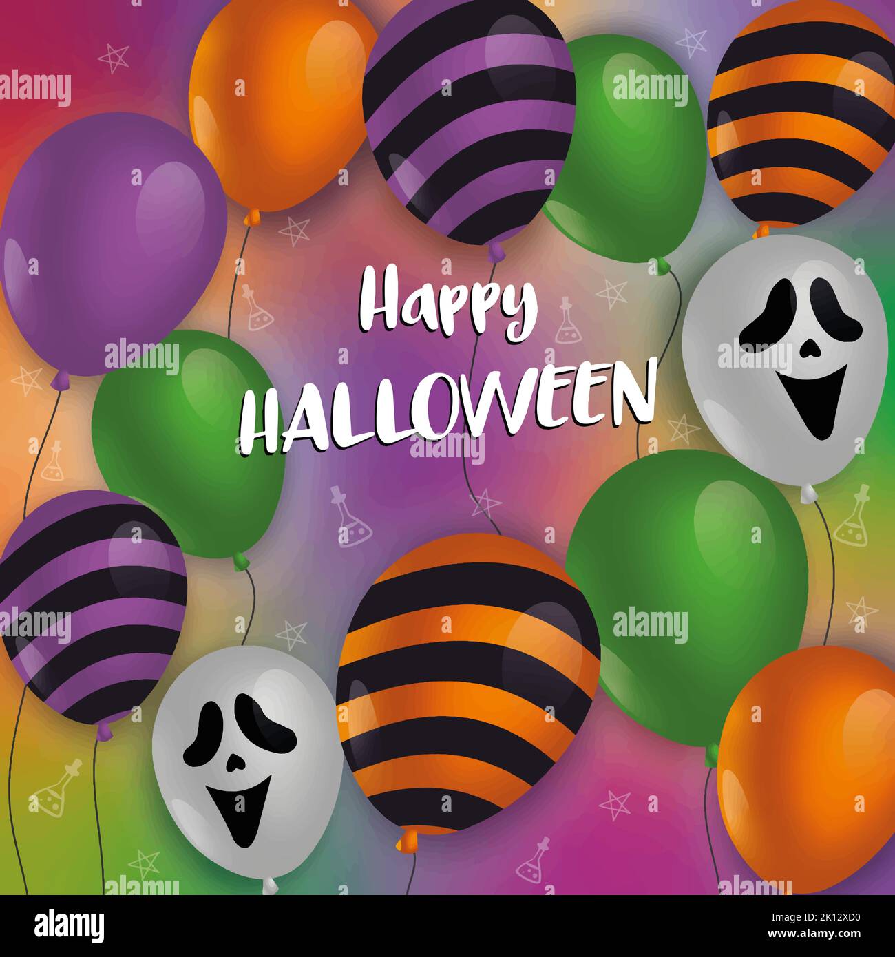 halloween greeting card with air baloons banner vector Stock Vector ...