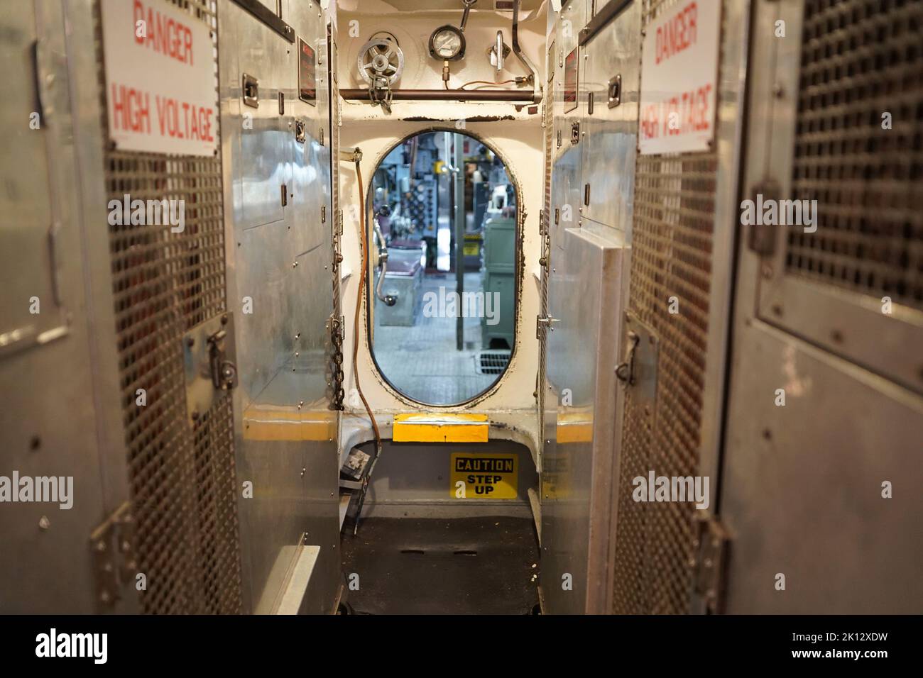 military war submarine warship ship interior door Stock Photo - Alamy