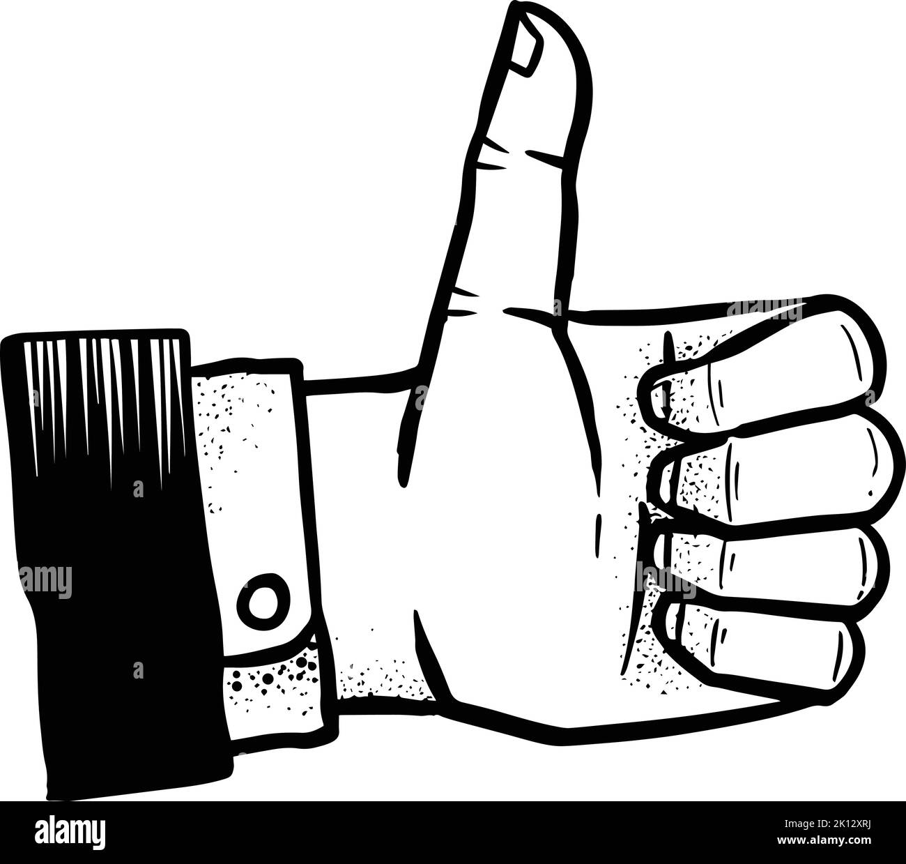 Thumb up hand. Black and white vector illustration Stock Vector Image ...