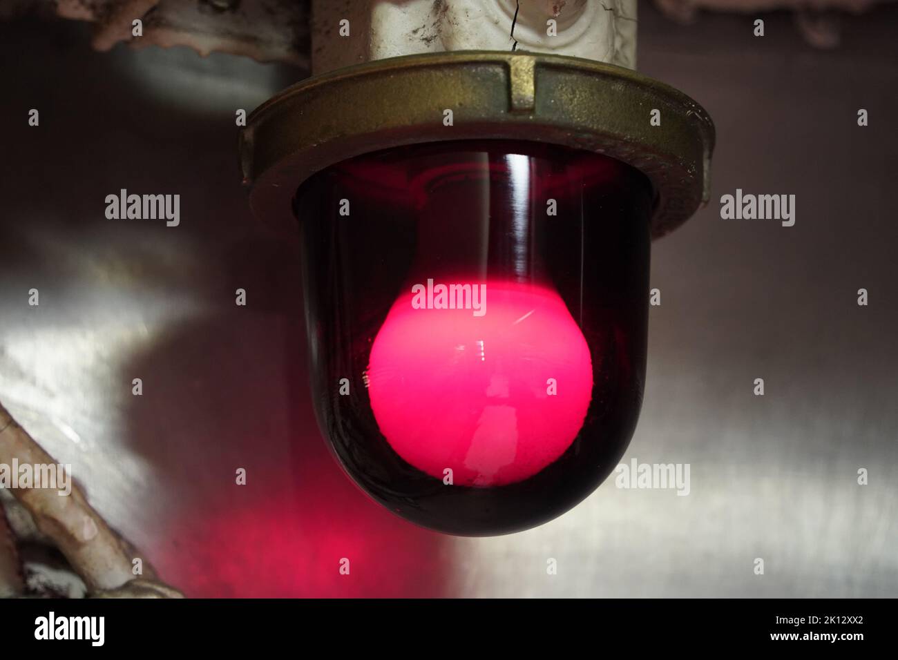 military war submarine warship ship interior red alarm light lamp Stock ...