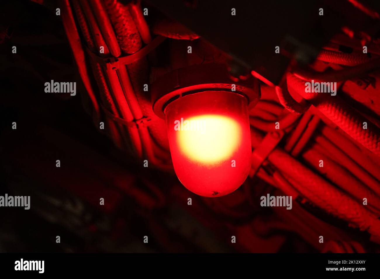 military war submarine warship ship interior red alarm light lamp Stock ...